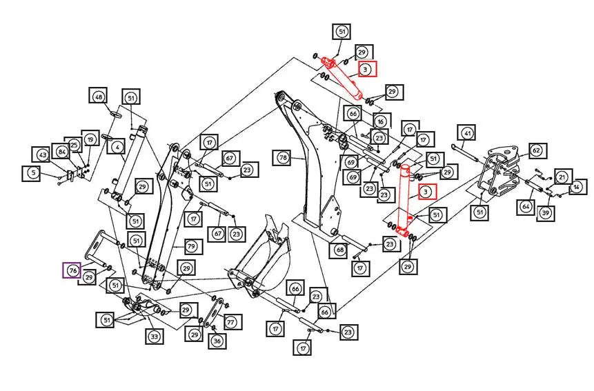 Mahindra Tractor Backhoe Tilt Cylinder AME000237 | Mahindra Direct Parts