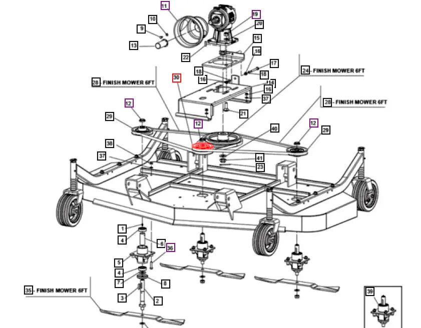 Mahindra Tractor 5 and 6 ft Finish Mower Center Pulley (Small ...