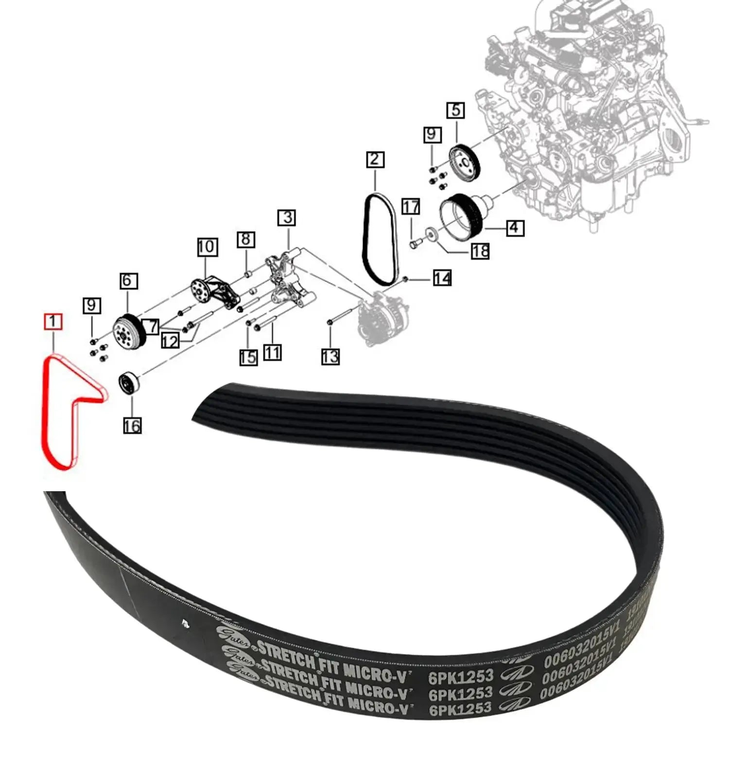 Mahindra Tractor Alternator / Fan Belt 006032015V1 | Mahindra Direct Parts