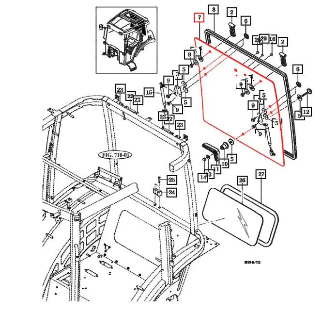 Mahindra Tractor Rear Cabin Window Glass 8 Hole 14527042110 | Mahindra ...