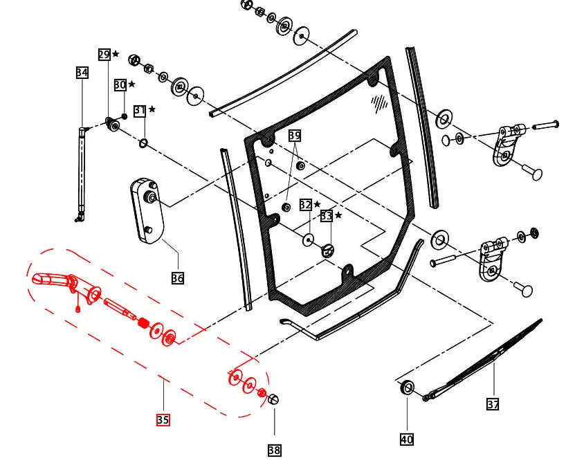Mahindra Tractor Rear Window Handle Assembly 007642920U91 | Mahindra ...