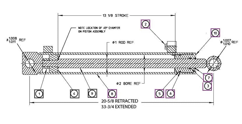 Mahindra Tractor Backhoe Bucket Cylinder AME000234 | Mahindra Direct Parts