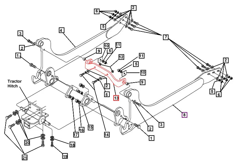 Mahindra Tractor Backhoe Subframe Upper Cross Member KMW68012081 ...
