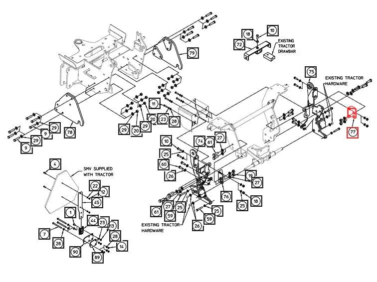 Mahindra Tractor Backhoe Top Mount Weldment LH AME847040 | Mahindra ...