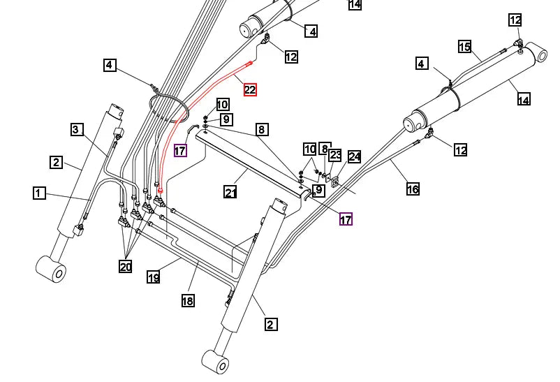 Mahindra Tractor Loader Lift Cylinder Hydraulic Hose KMW05821506506023 ...