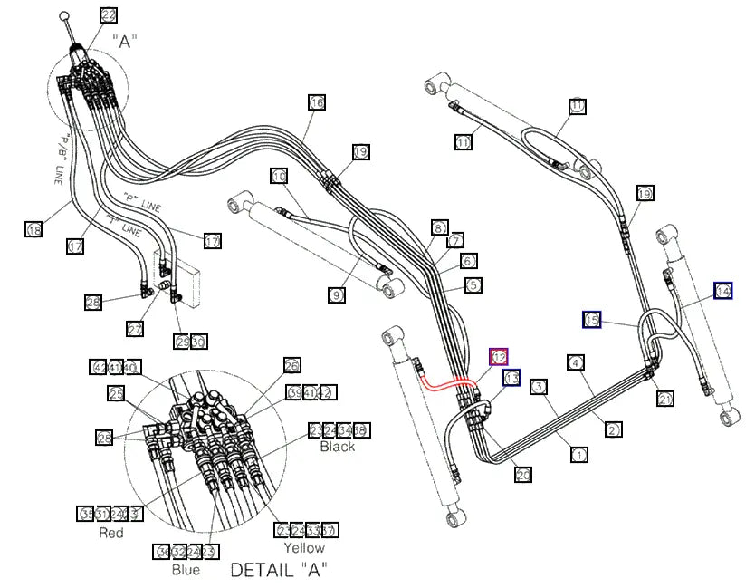 Mahindra Tractor Loader Tilt Cylinder Hose ANS1P410600 | Mahindra ...