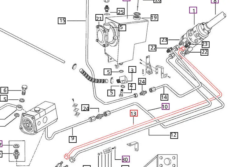 Mahindra Tractor Power Steering Pipe - RH HSU to Cylinder | Mahindra ...