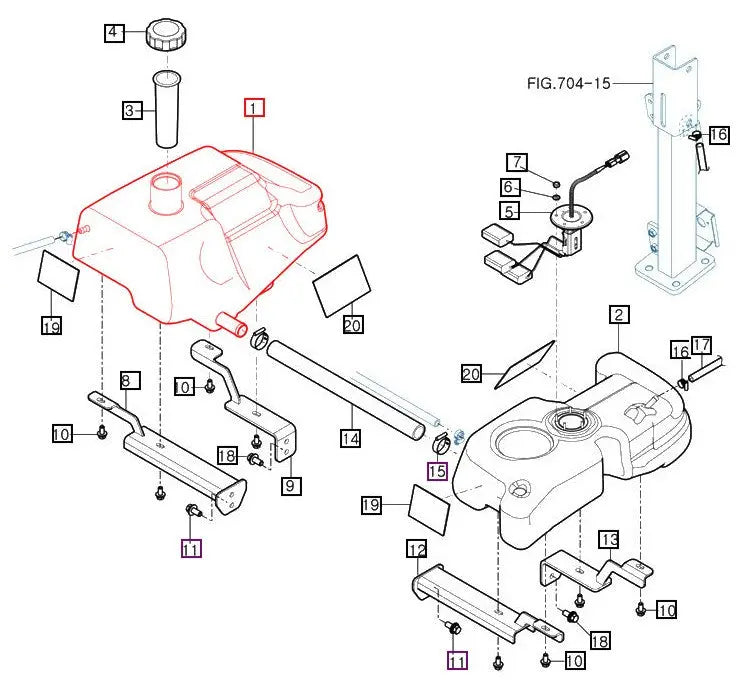 Mahindra Tractor RH Right Fuel Tank 11611113100 | Mahindra Direct Parts